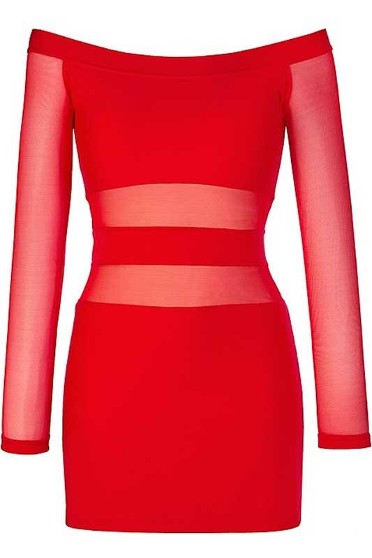 Langärmiges kurzes Kleid in Rot mit Tüll von Axami