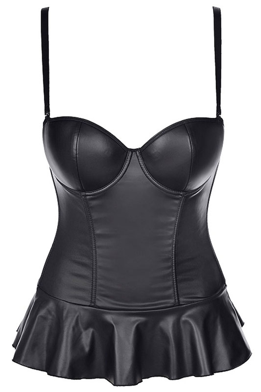 Wetlook Corsage schwarz mit gepolsterten Cups - Axami